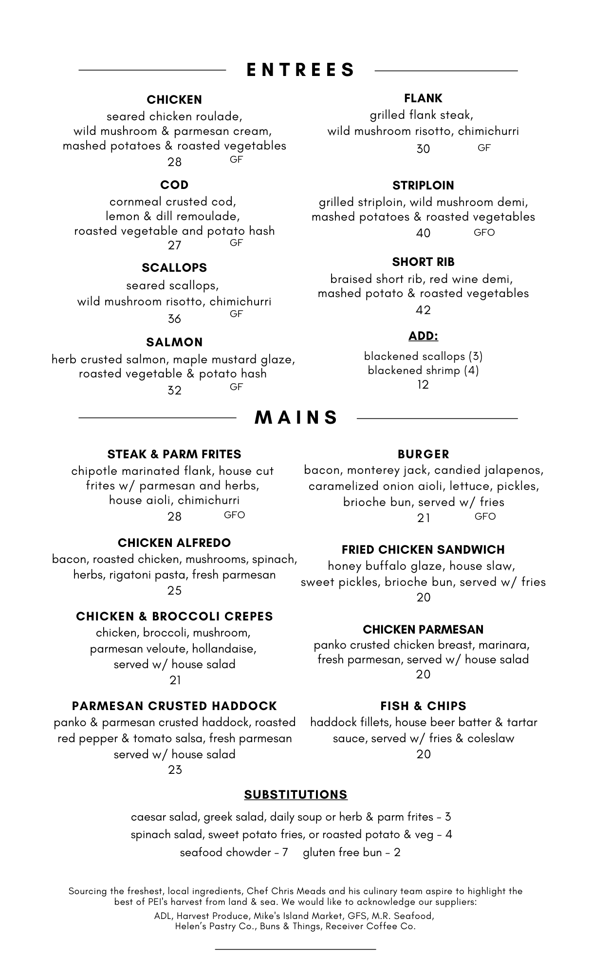 Menu - The Pilot House