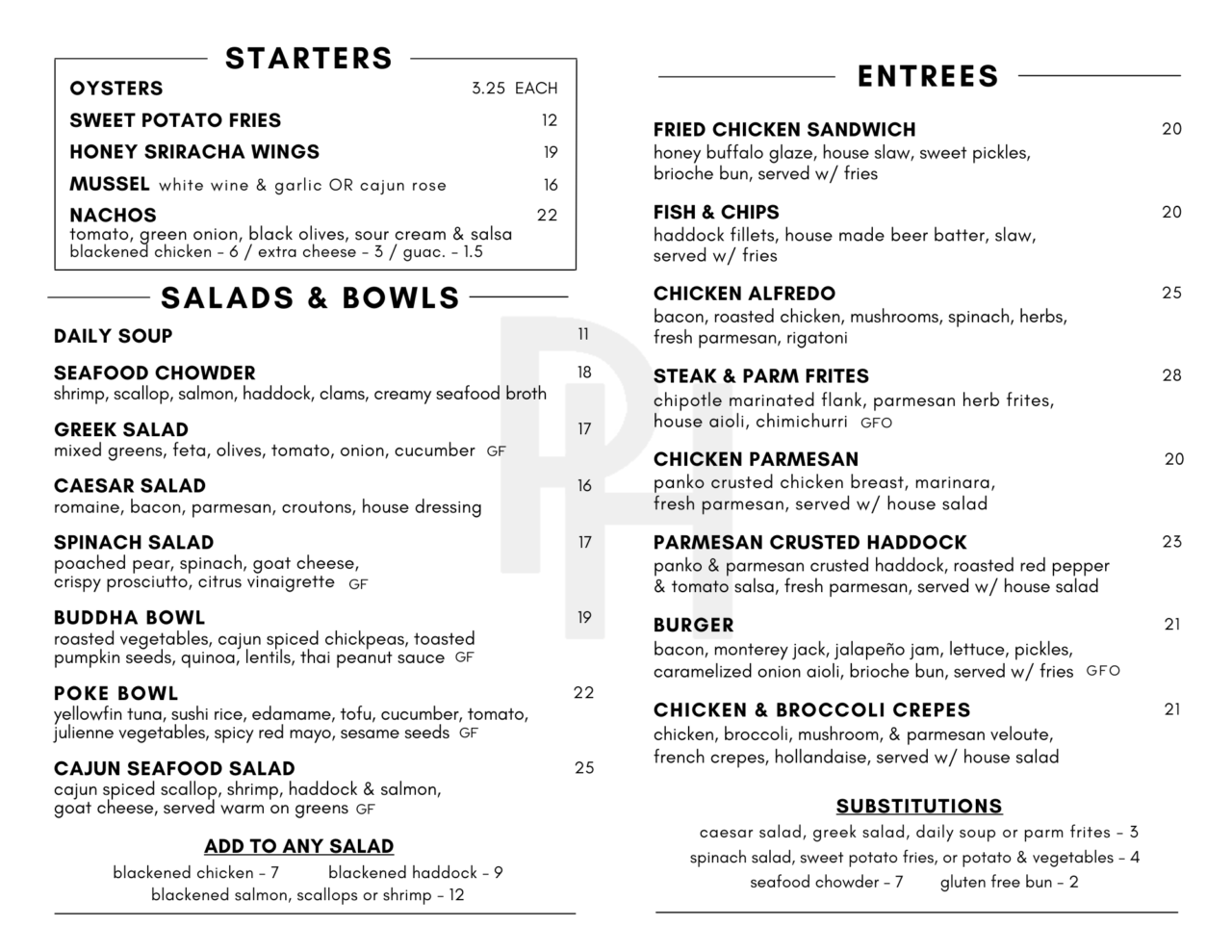 Menu - The Pilot House