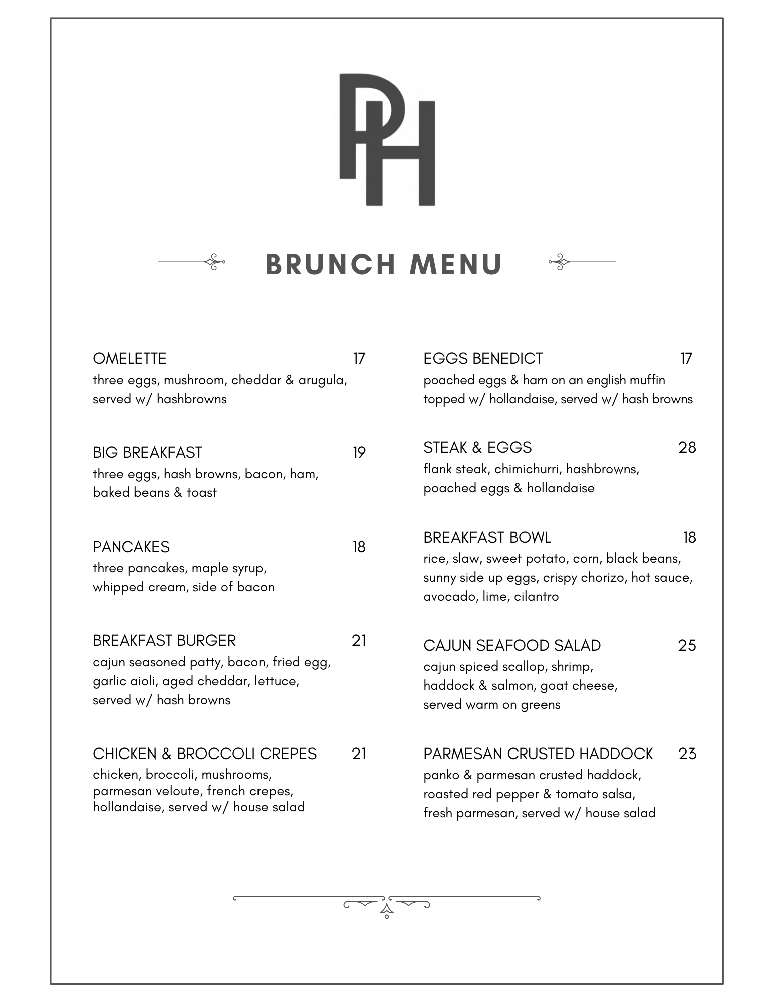 Menu - The Pilot House