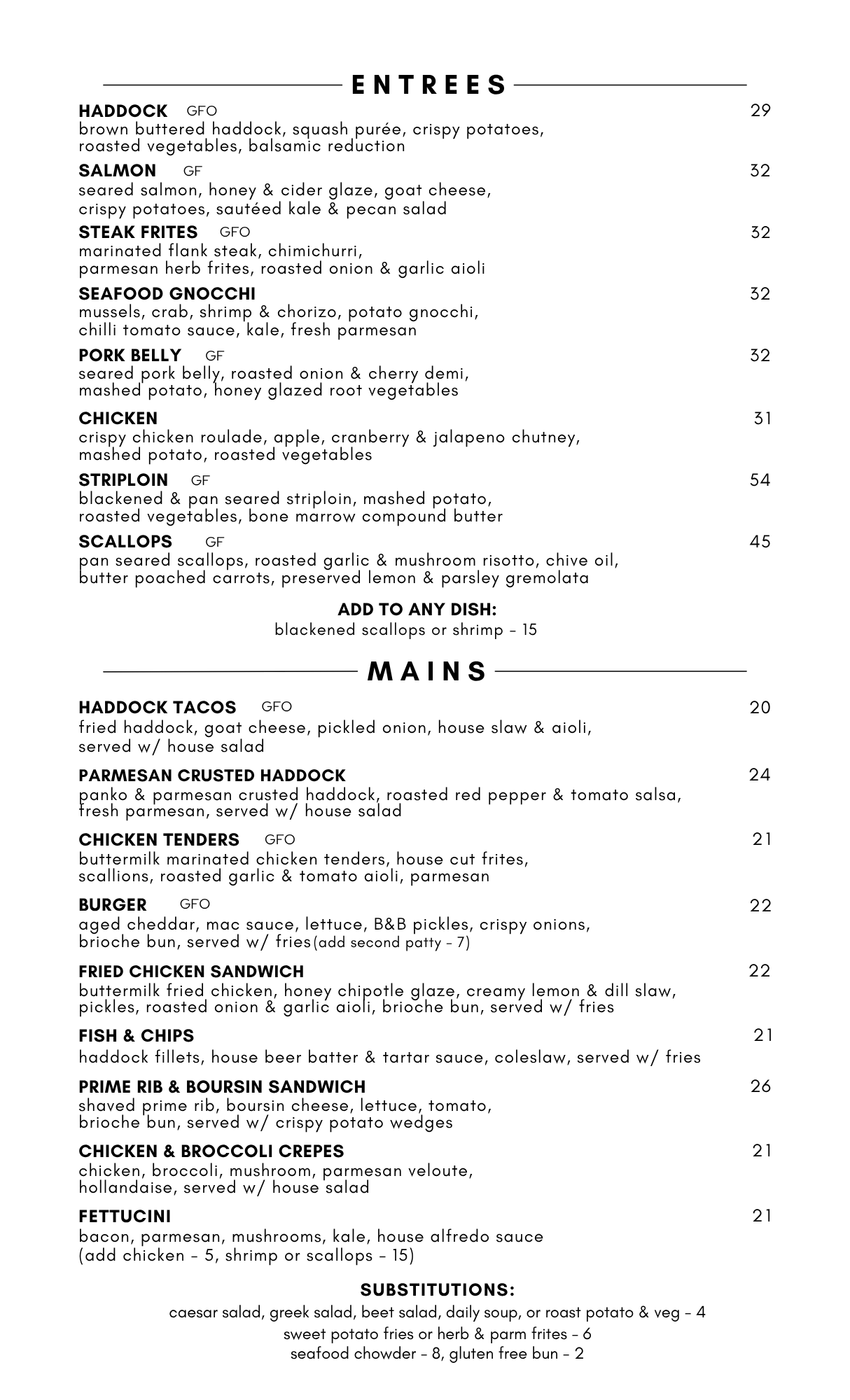 Menu - The Pilot House