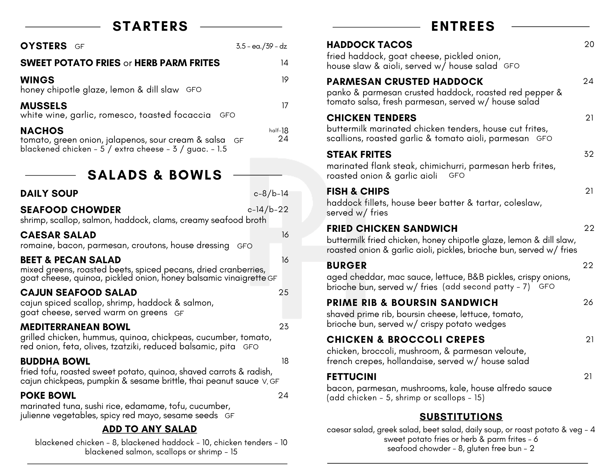 Menu - The Pilot House