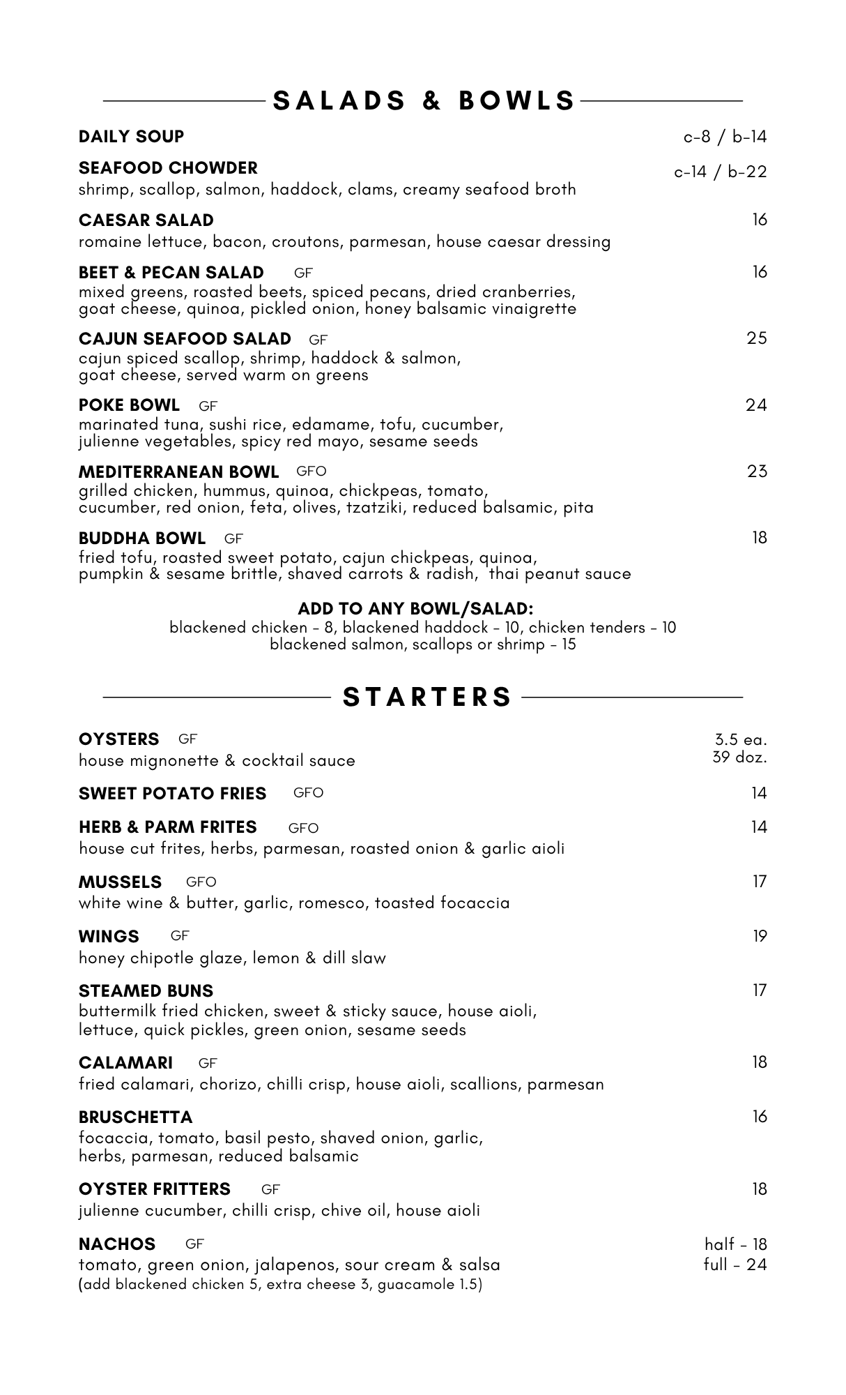 Menu - The Pilot House